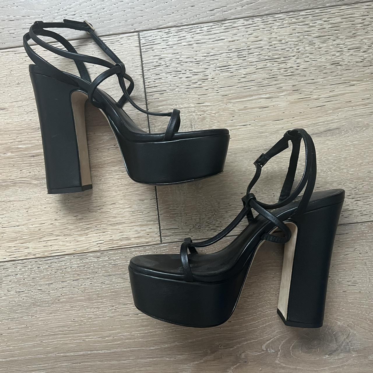 Cult Gaia black platform leather heels! Size 35 but... - Depop