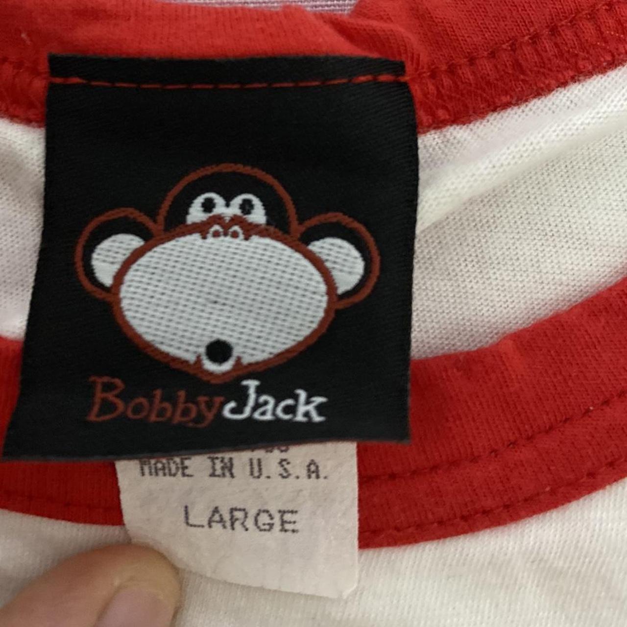 Bobby Jack Women's Red and White T-shirt | Depop