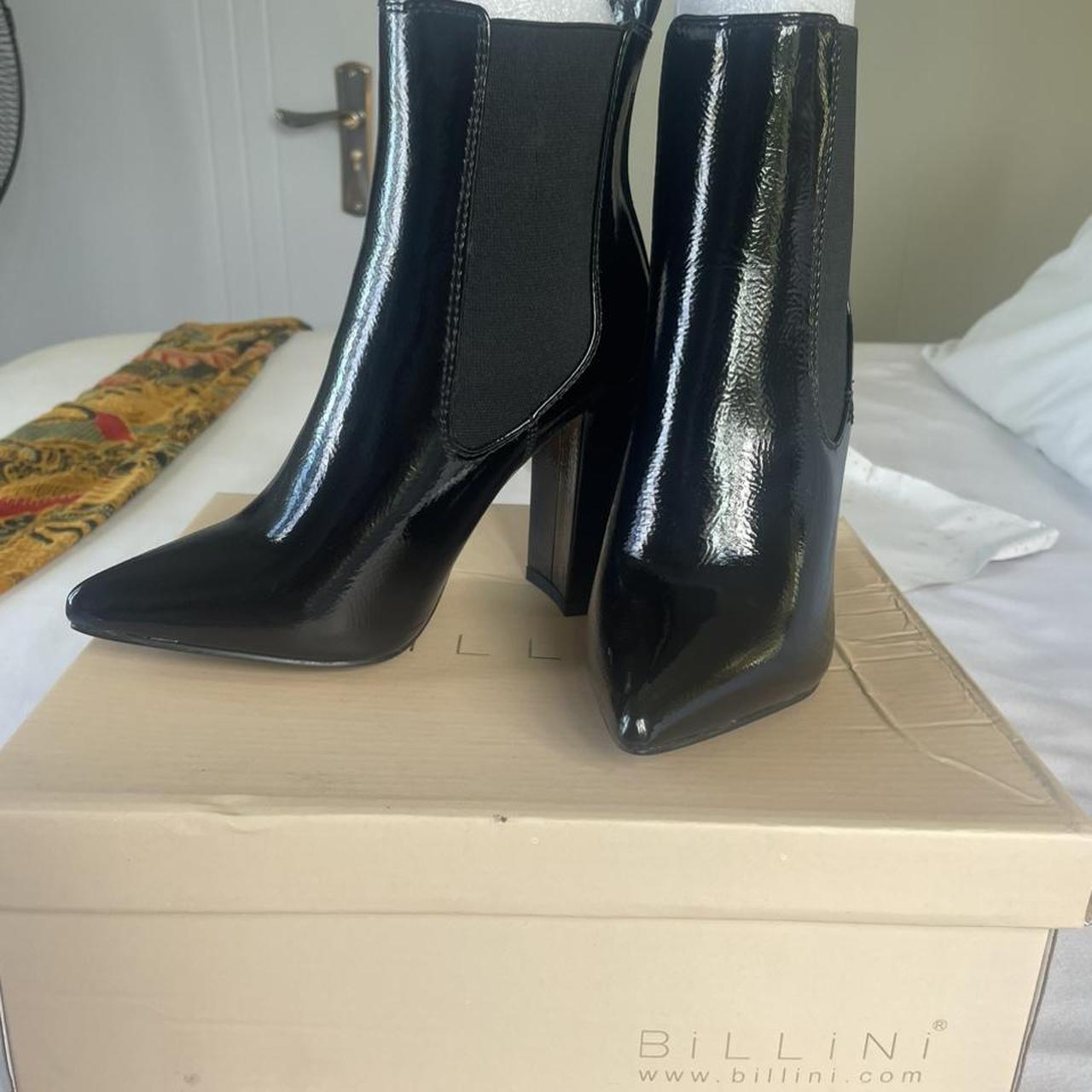 Billini - Black Crinkle Patent ankle boots. Bought... - Depop