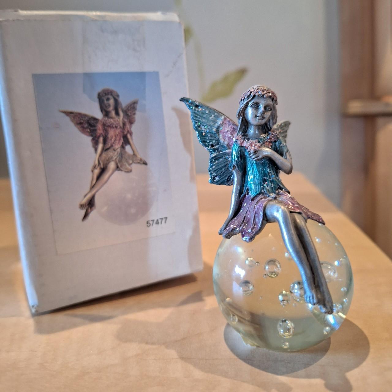 Pretty fairy figurine Glass ball Fairy wings... - Depop