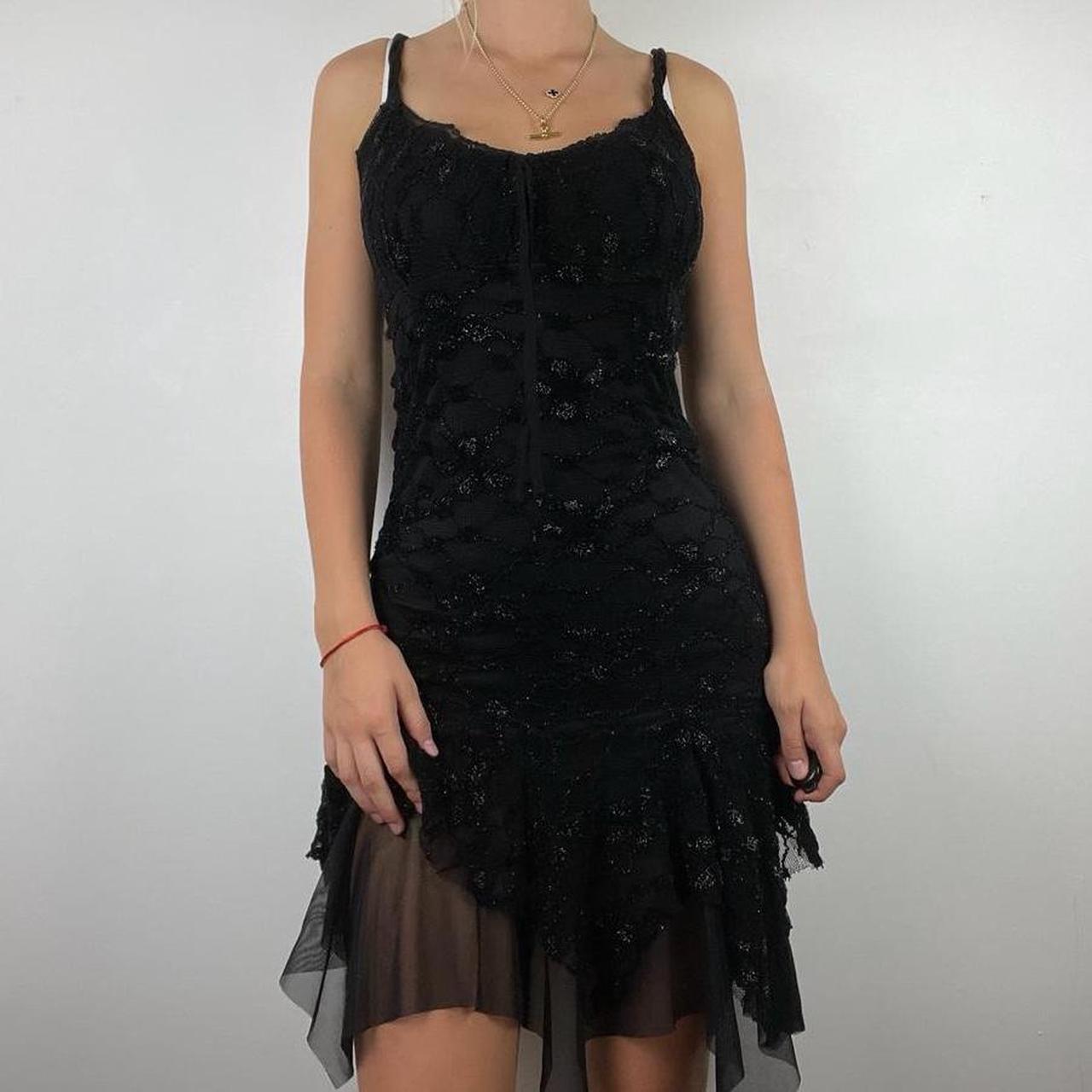 Black mesh net dress y2k 00s 90s 💌 FREE SHIPPING... - Depop