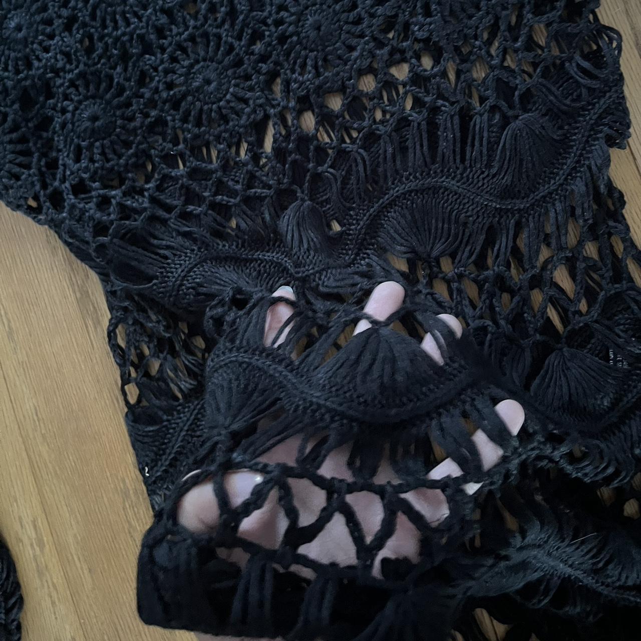 wool yarn see through long sleeve top -can fit size... - Depop