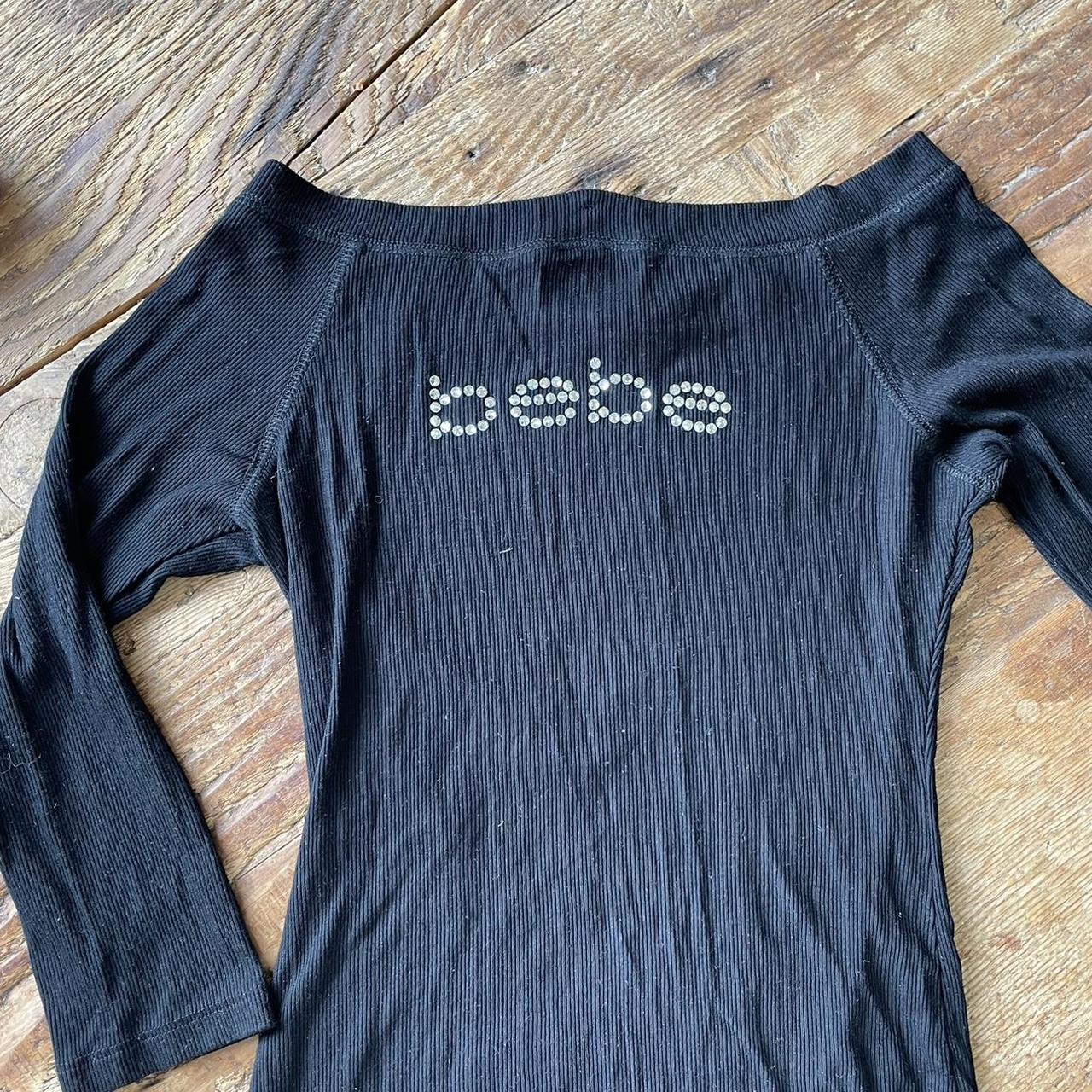 Bebe Women's Black and Silver Shirt | Depop