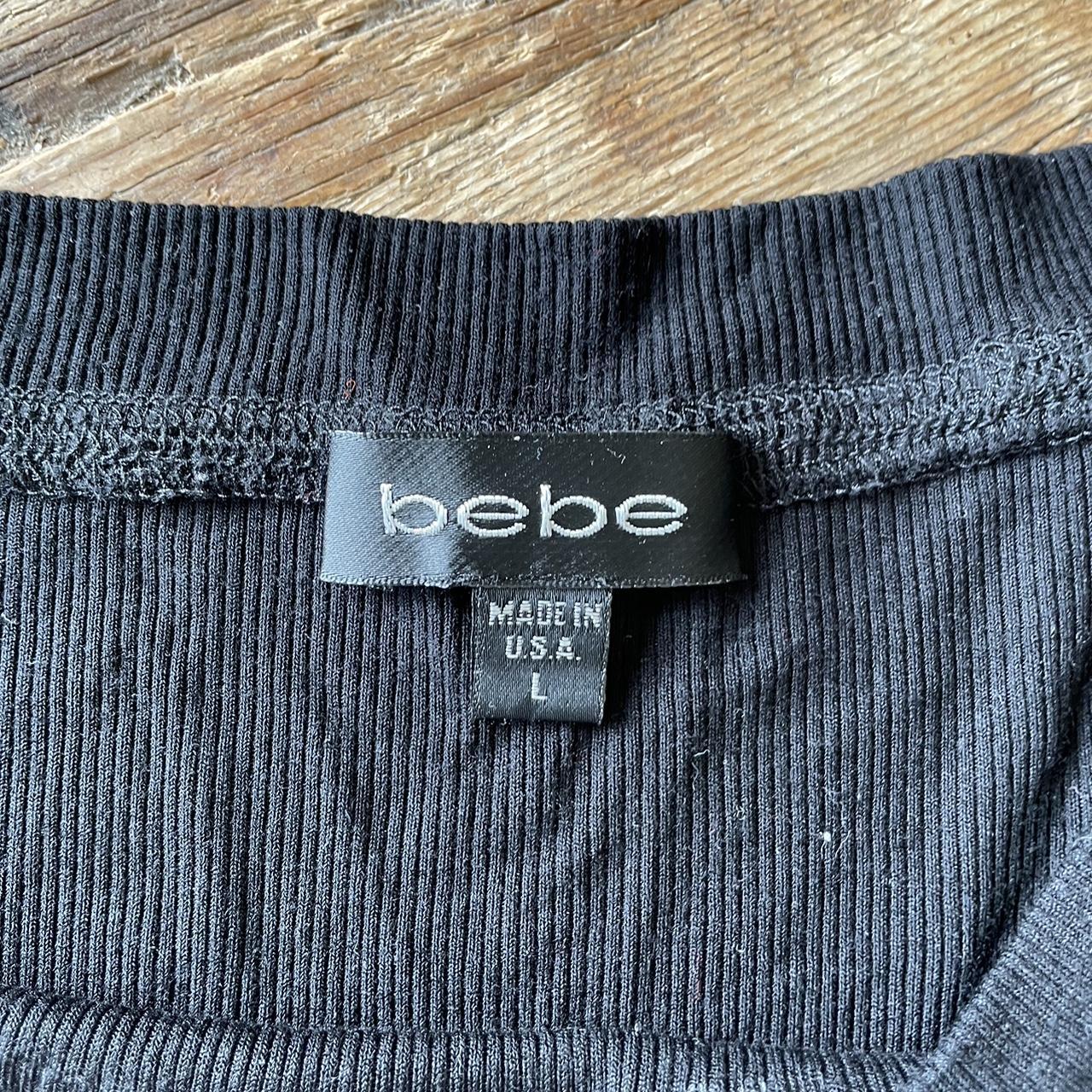 Bebe Women's Black and Silver Shirt | Depop