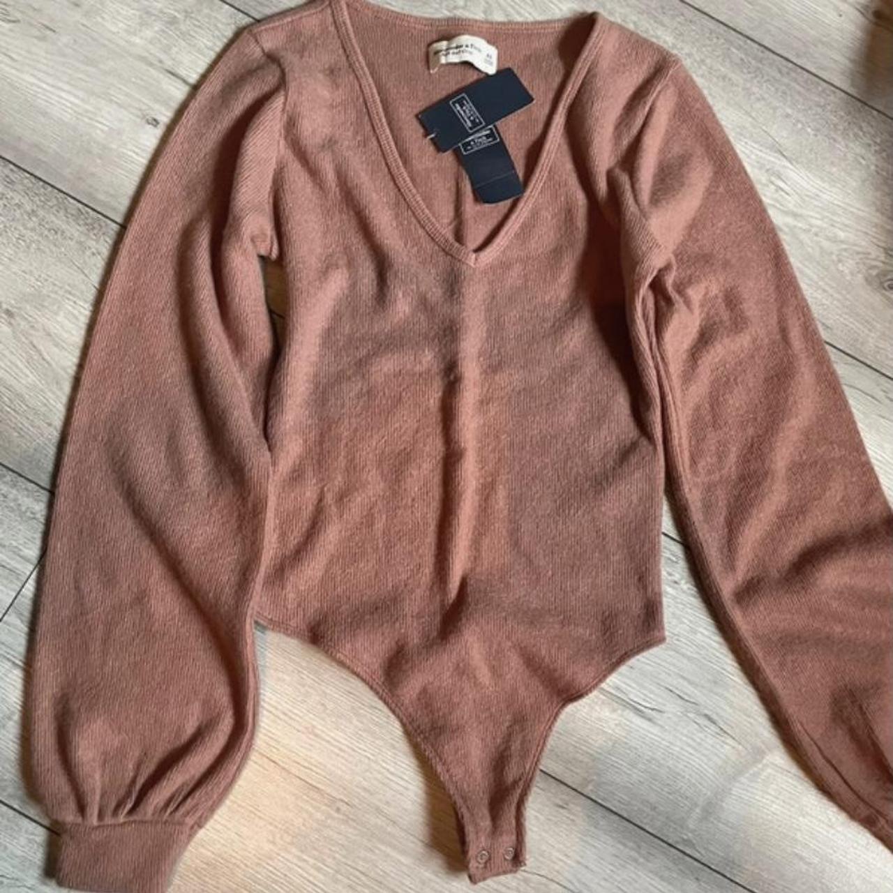 Abercrombie & and Fitch Soft AF brown pink bodysuit... - Depop