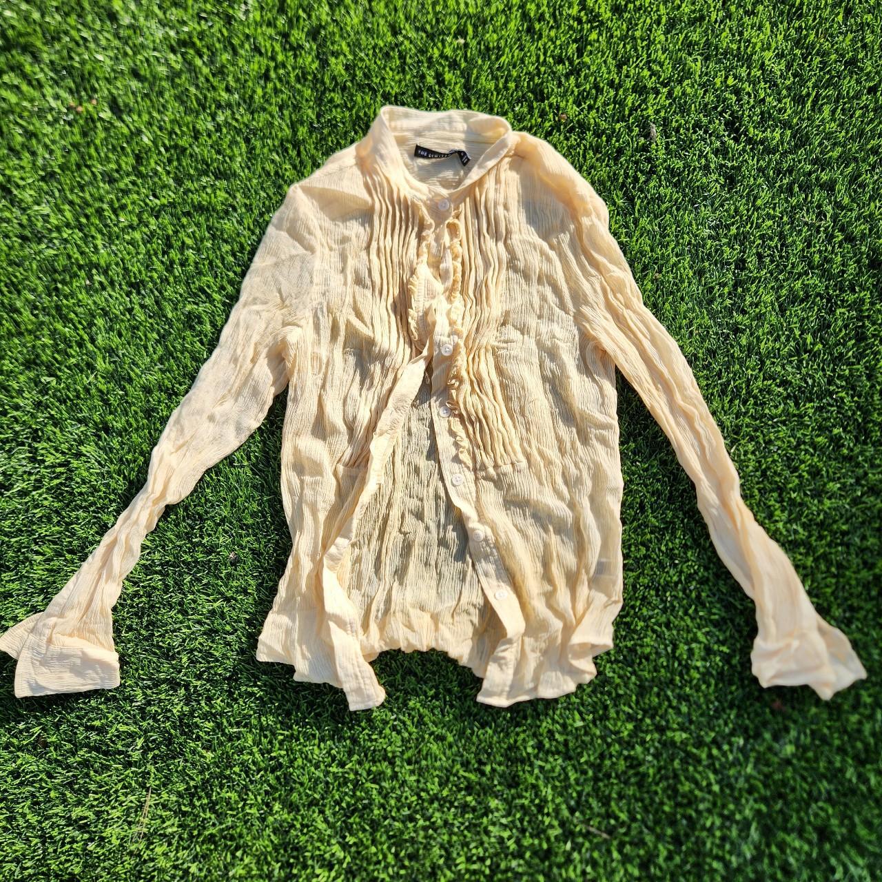 100% silk blouse! Stained ivory color - Depop
