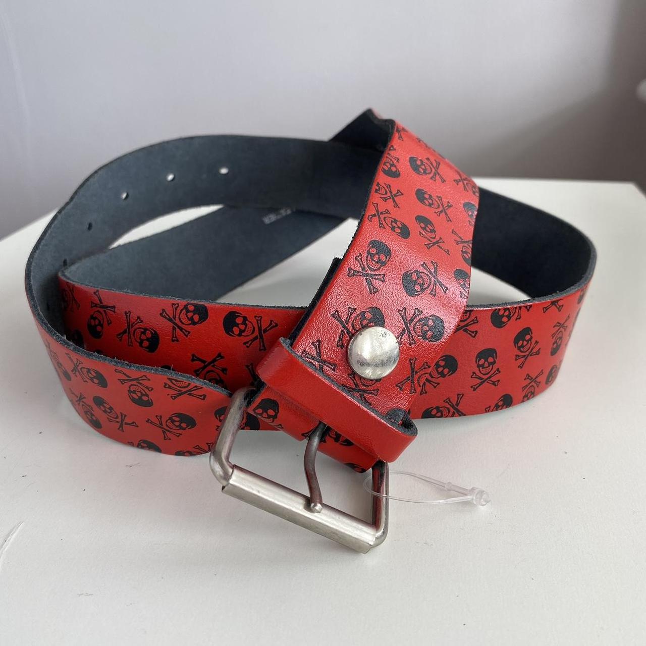 Res&Black skull n crossbones Emo Belt ! Insane... - Depop
