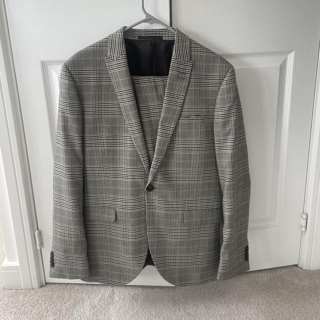 Grey Top man suit Only worn once! Blazer skinny fit... - Depop