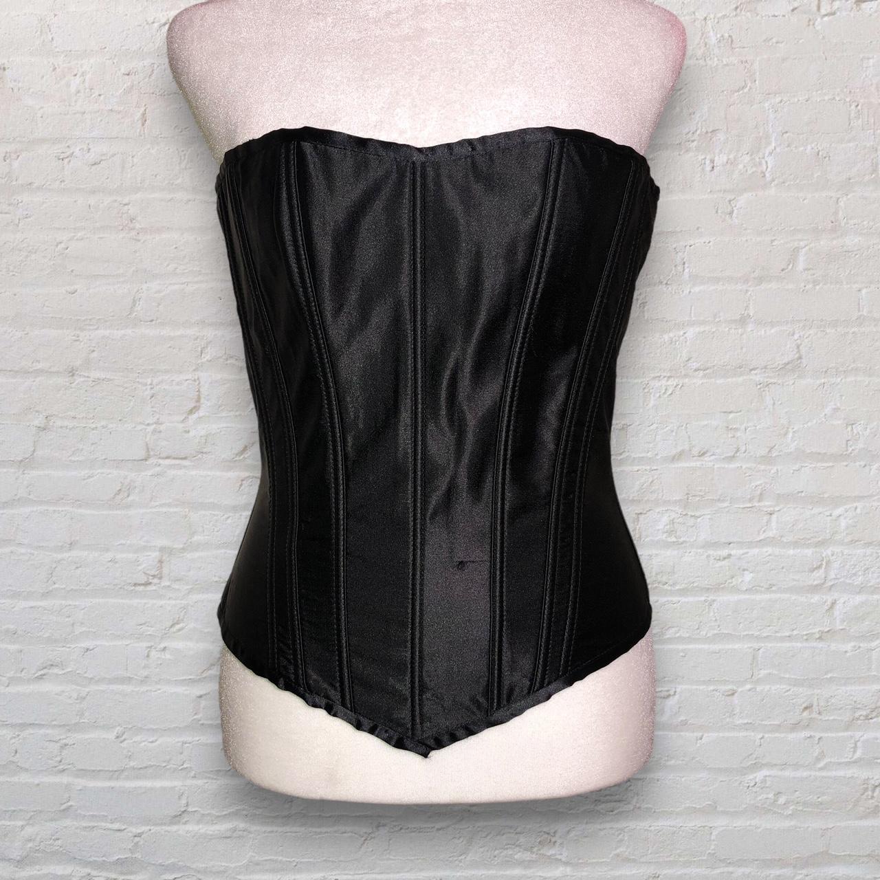 black satin corset black satin fitted corset top.... - Depop