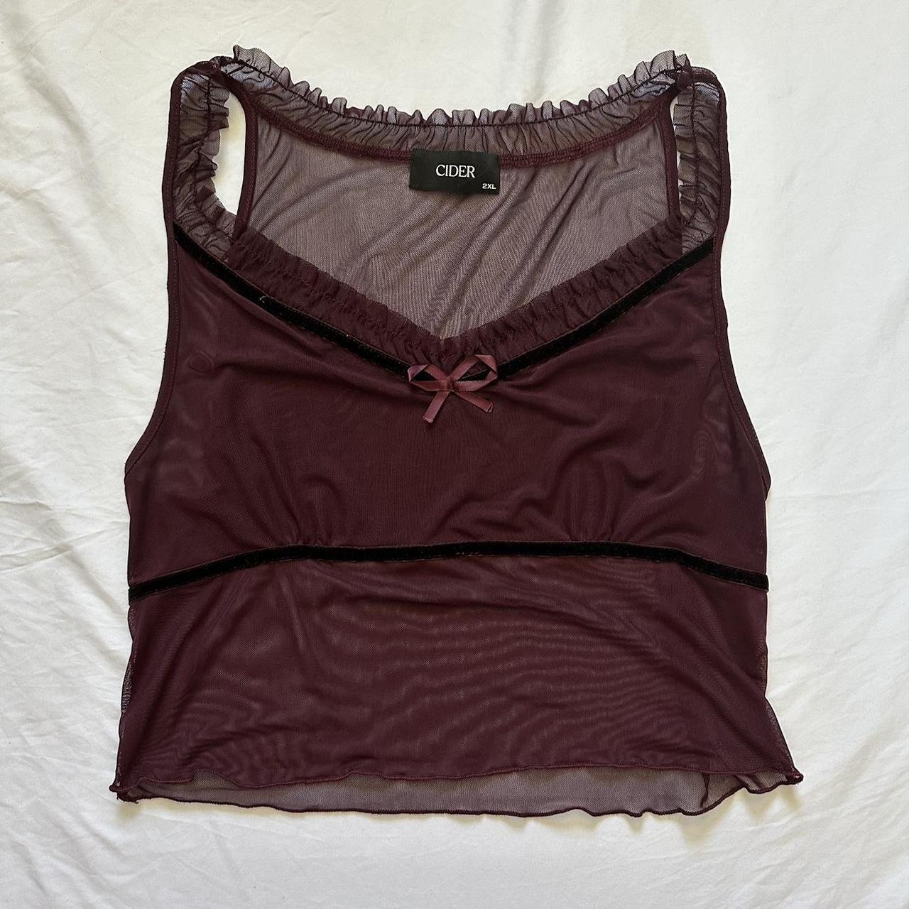 cider mesh peasant tank top! cute little bow in the... - Depop