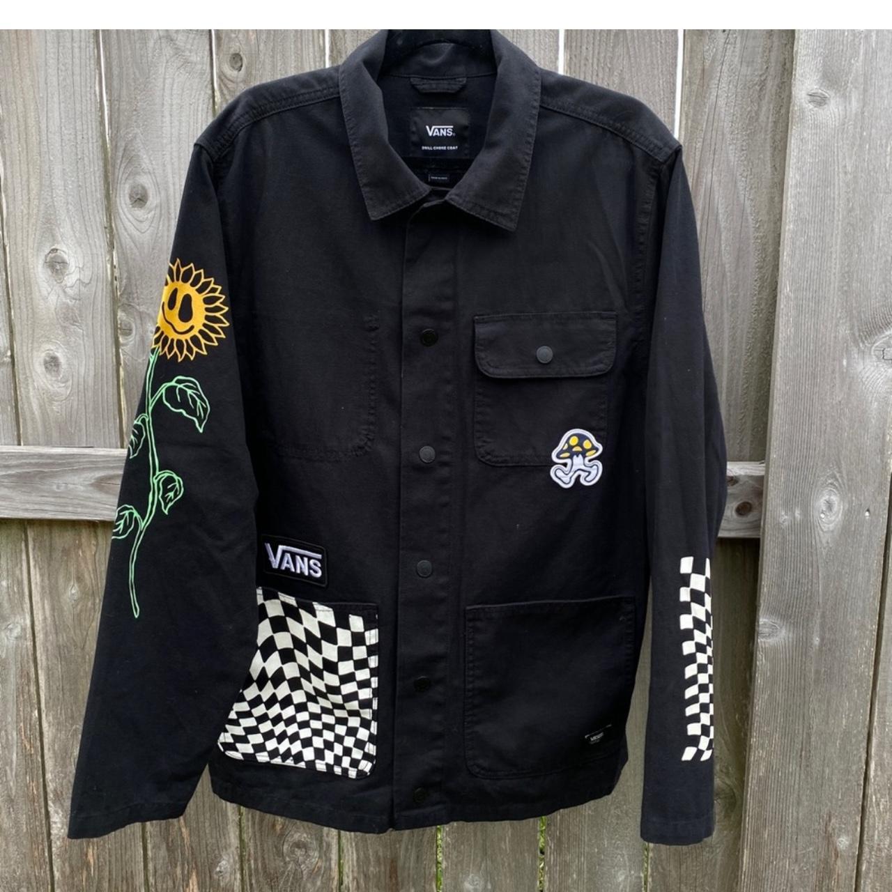 VANS Micro Dazed Mens L Black Denim Drill Chore Coat... - Depop