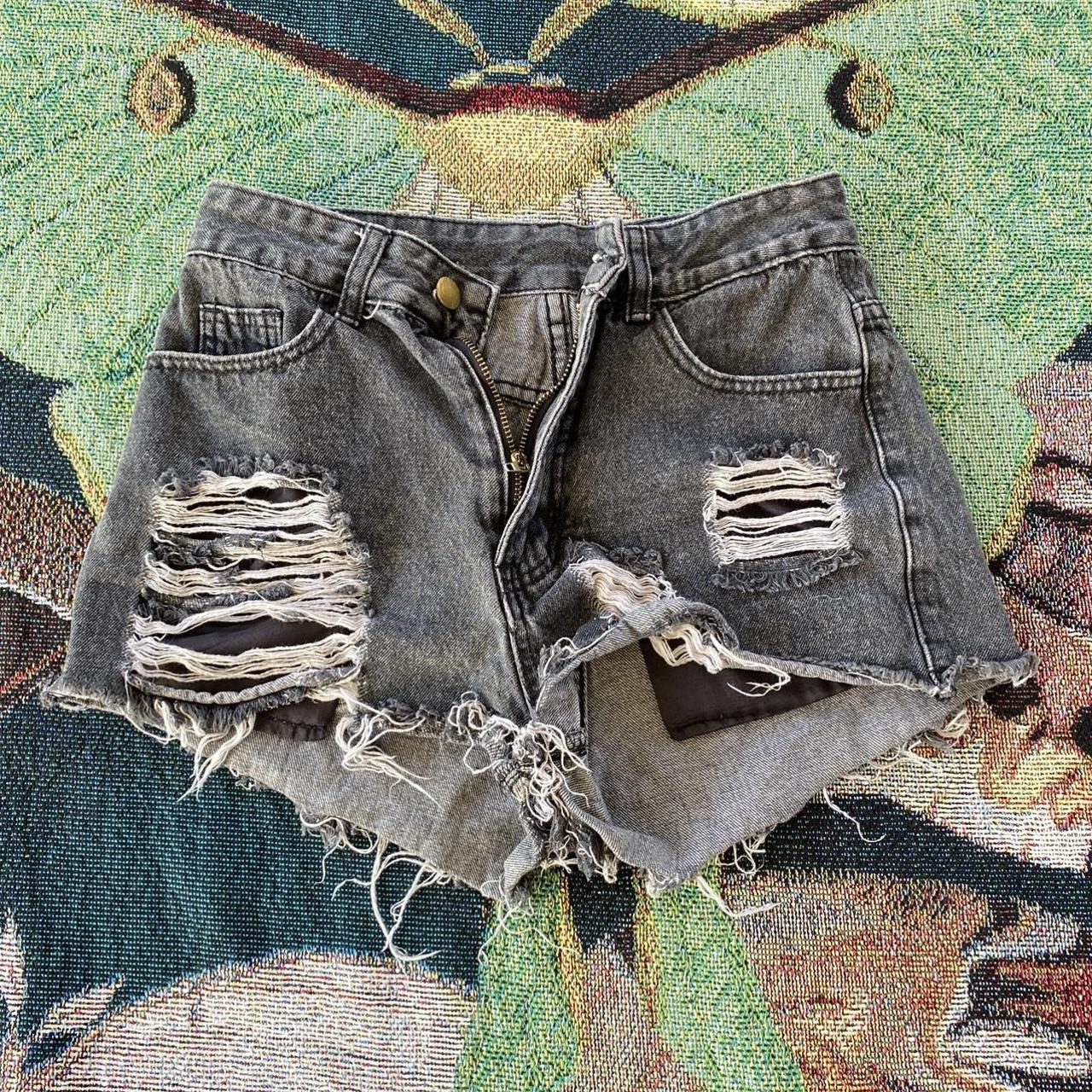 these super cute ripped jean shorts from... - Depop