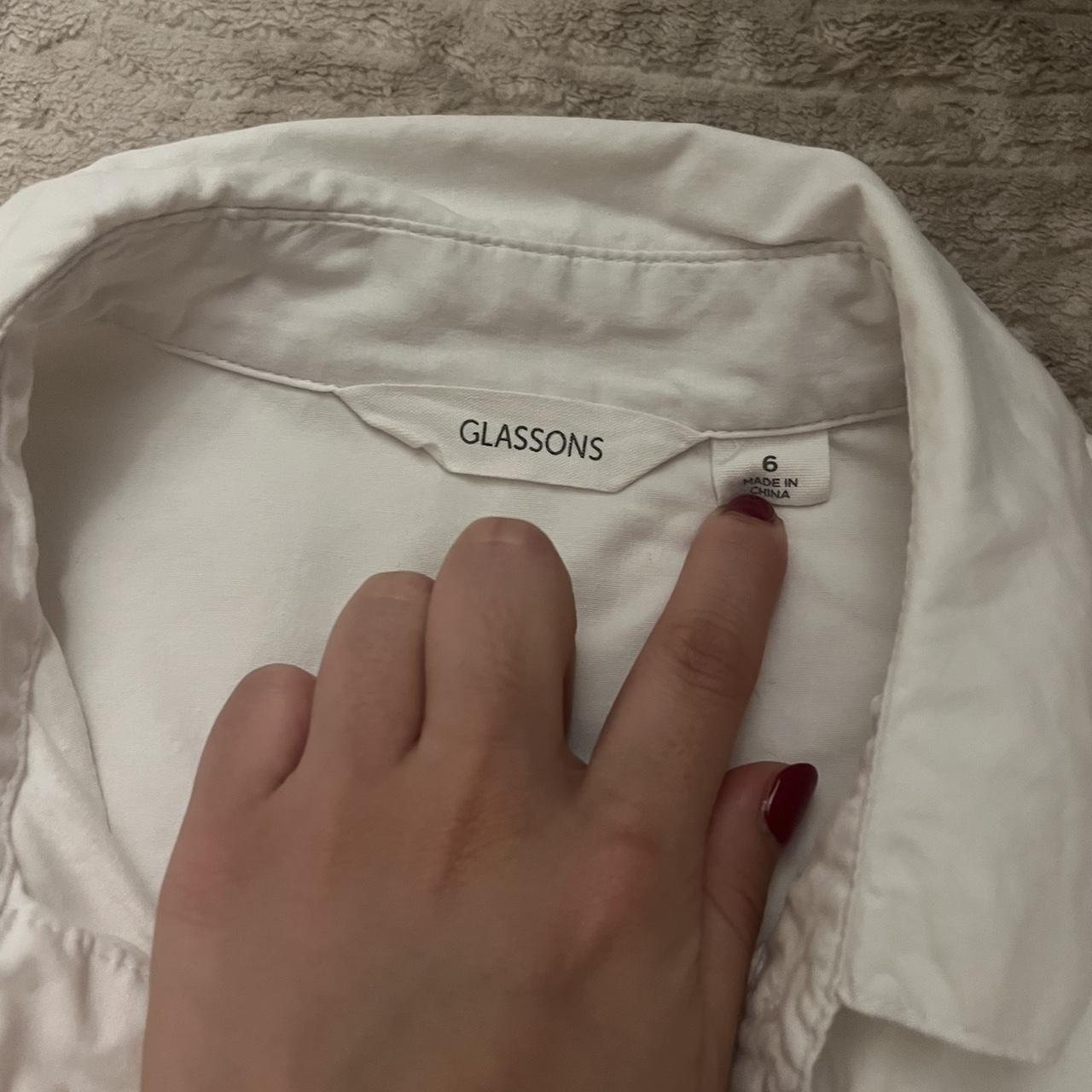 glassons white button up down linen shirt djerf... - Depop