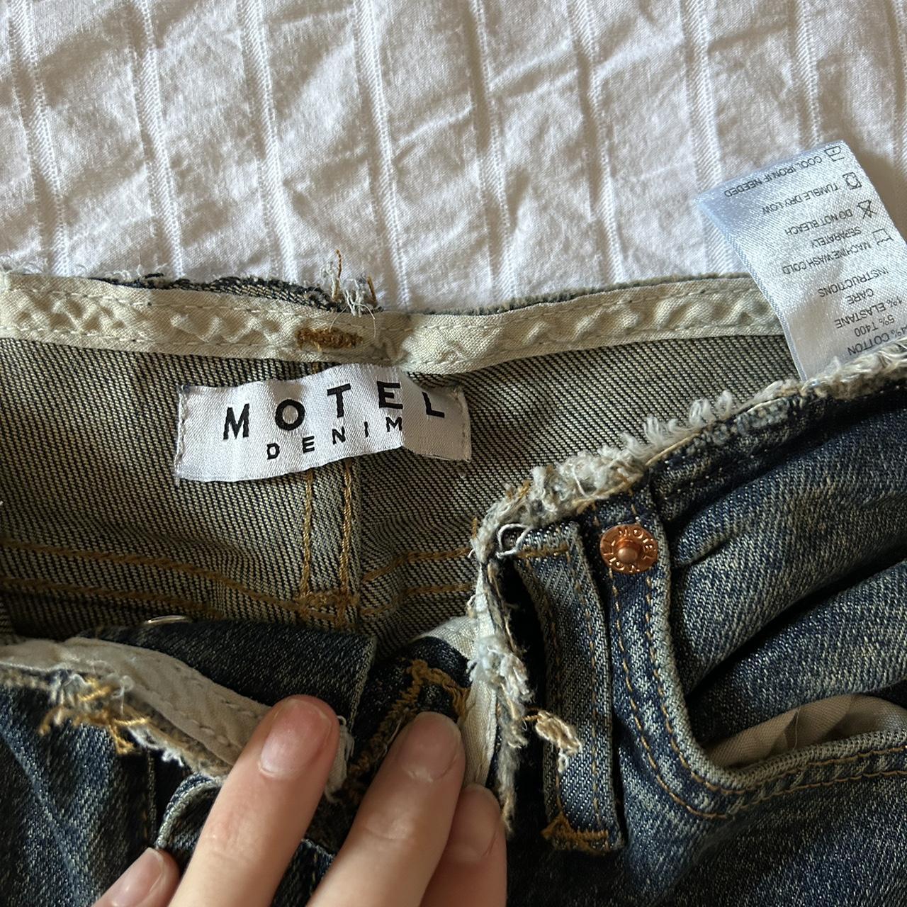 Motel rocks denim low rise jeans frayed Brown and... - Depop