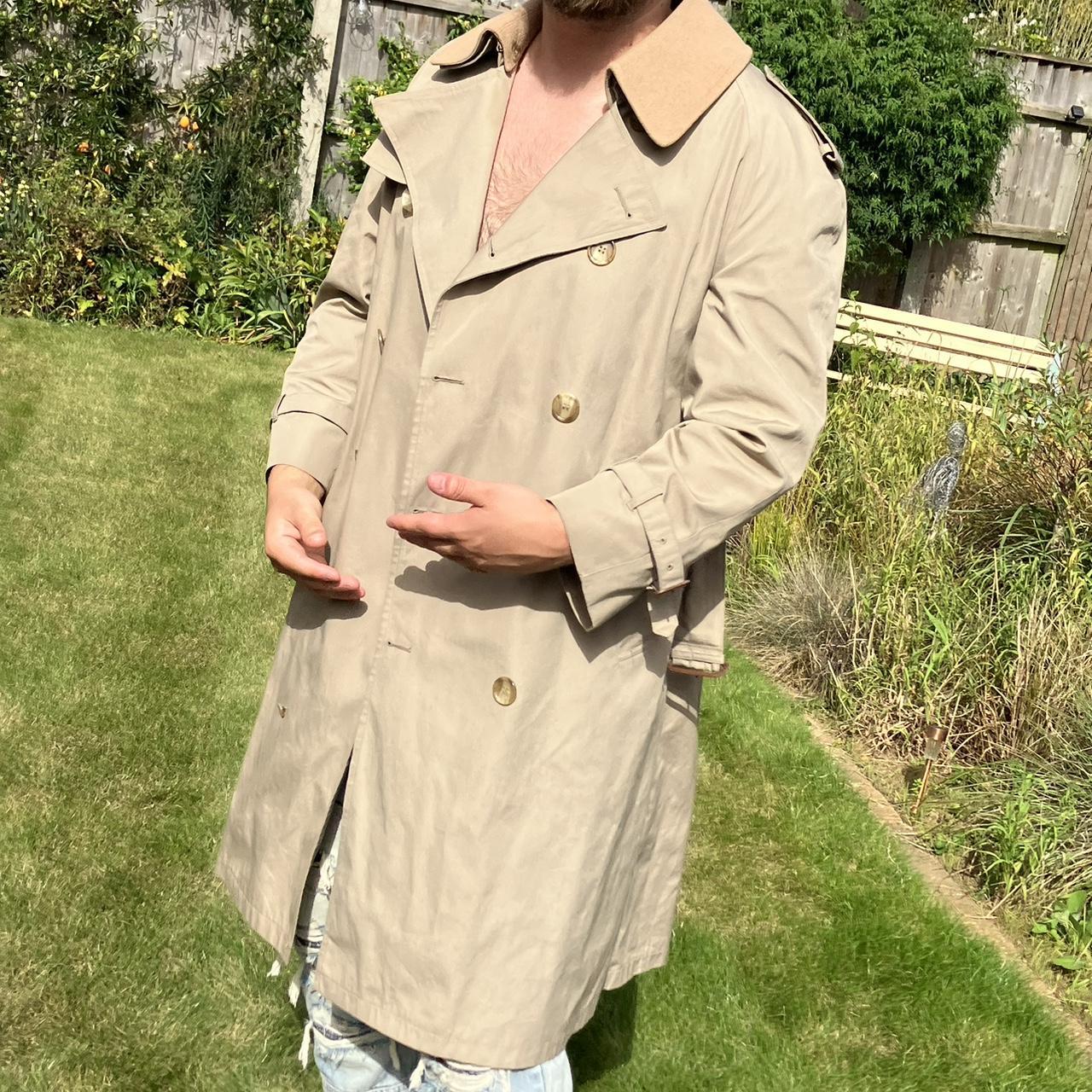 burberry style trench coat. super heavy... - Depop