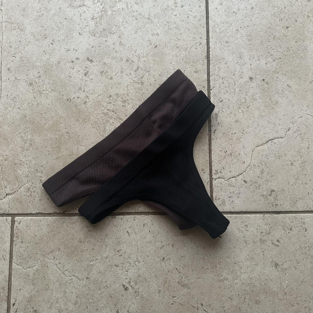 Primark brown and black ribbed thongs Not worn... - Depop