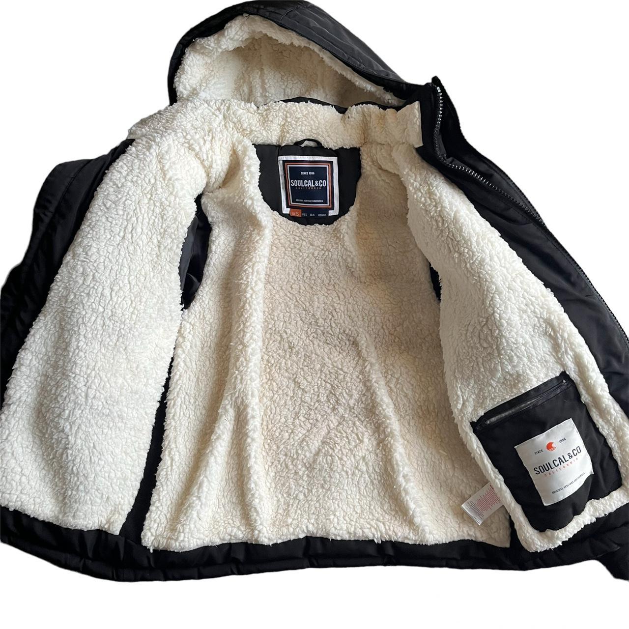 Black Soul Cal & Co fur lined hooded puffer... - Depop