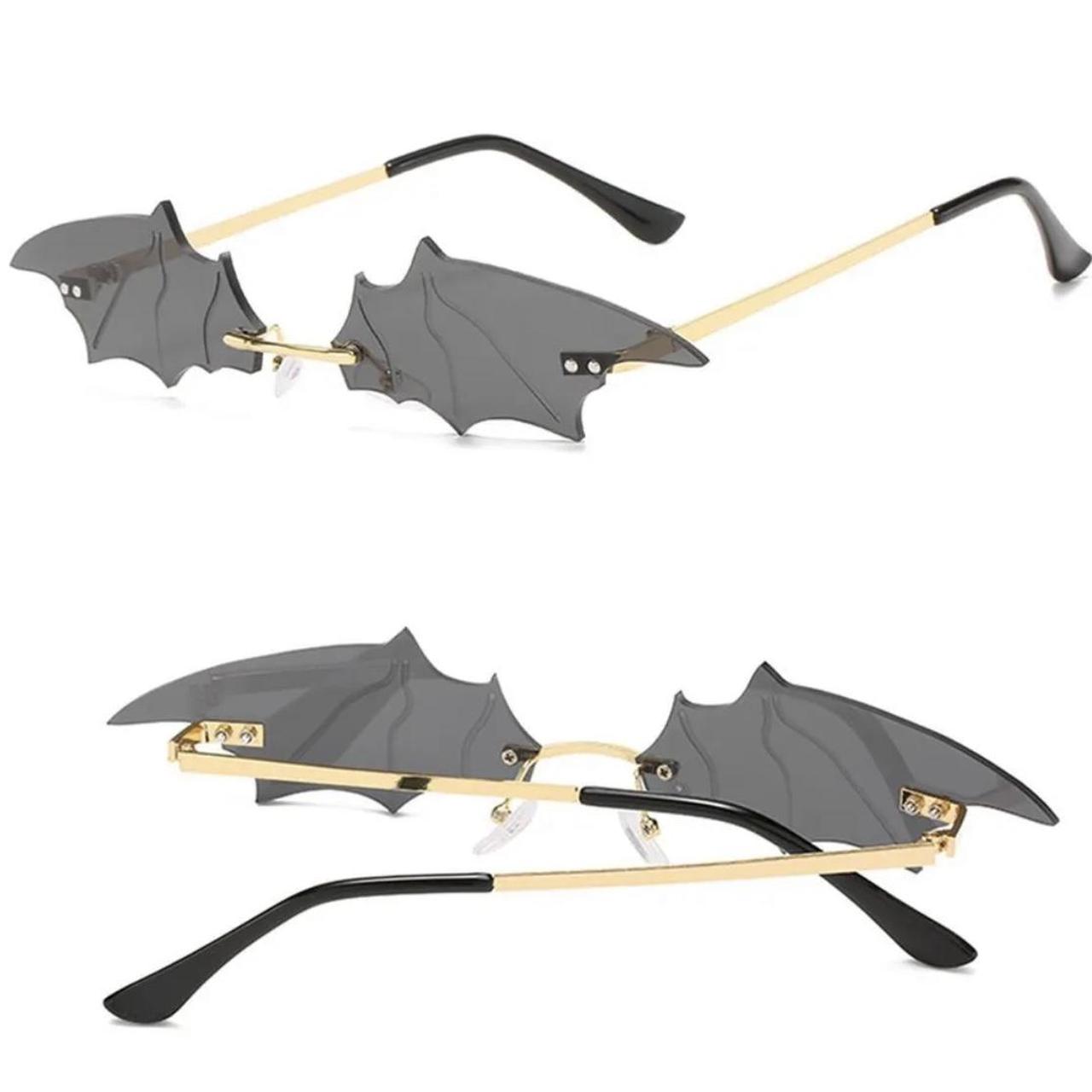 Black bat rave sunglasses The lenses bat shaped and... - Depop