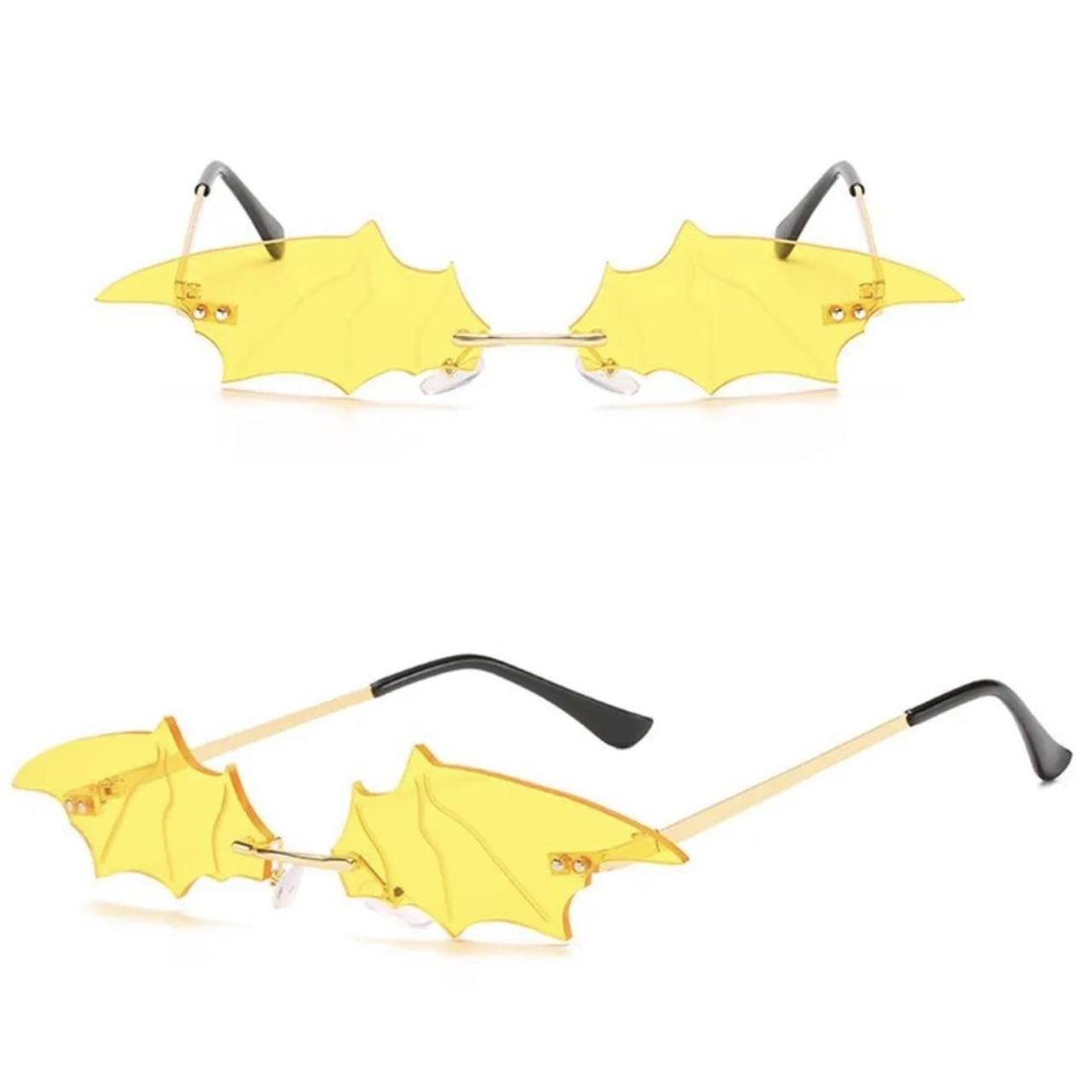 Yellow bat rave sunglasses The lenses bat shaped... - Depop