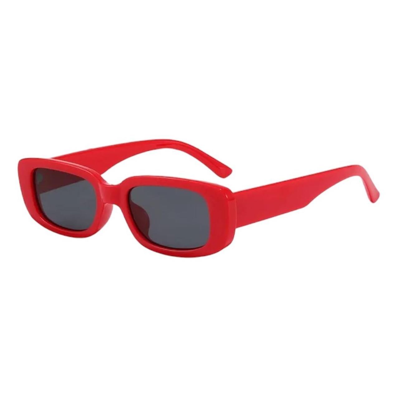 Red square lens y2k sunglasses Red frame with black... - Depop