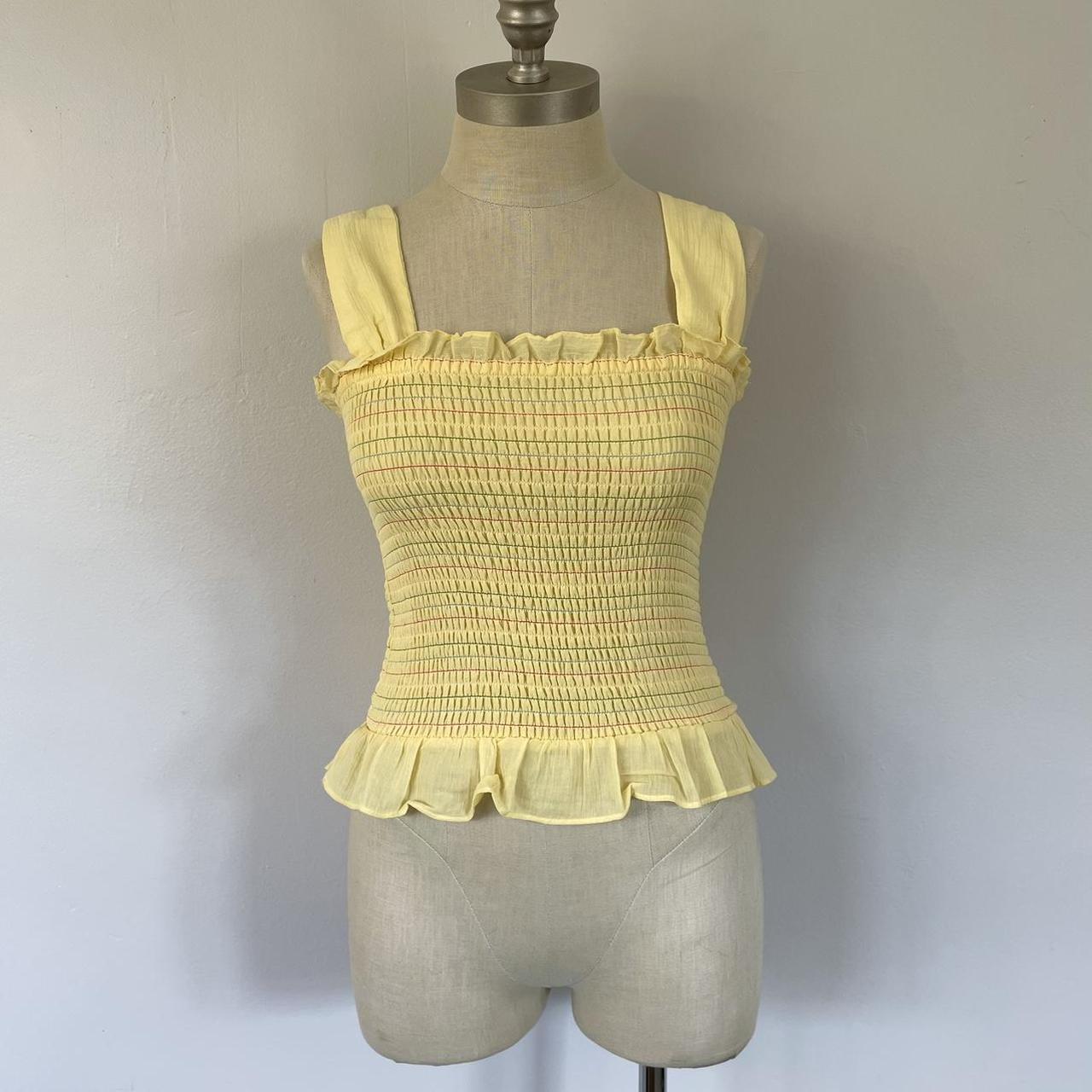 Yellow Smocked Tank Top Brand is ModCloth 100%... - Depop