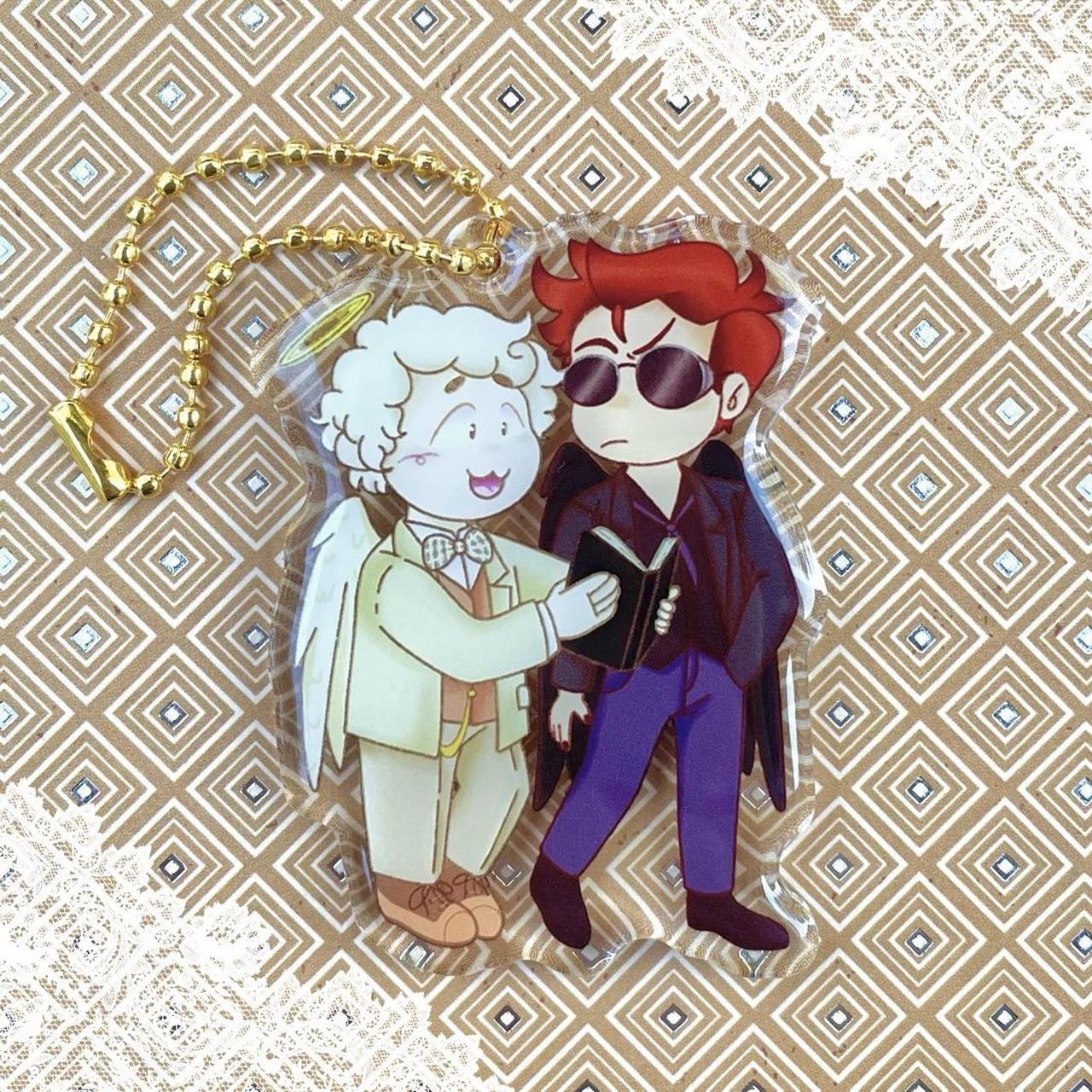 good omens aziraphale x crowley charm (2.5”)... - Depop