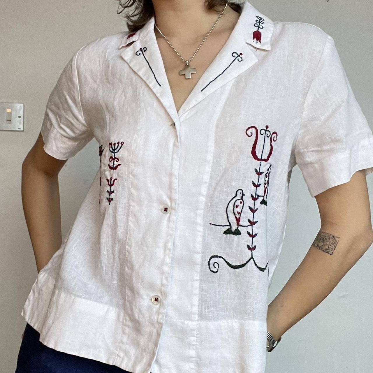Hand embroidered shirt 🪡 Bespoke design by me... - Depop