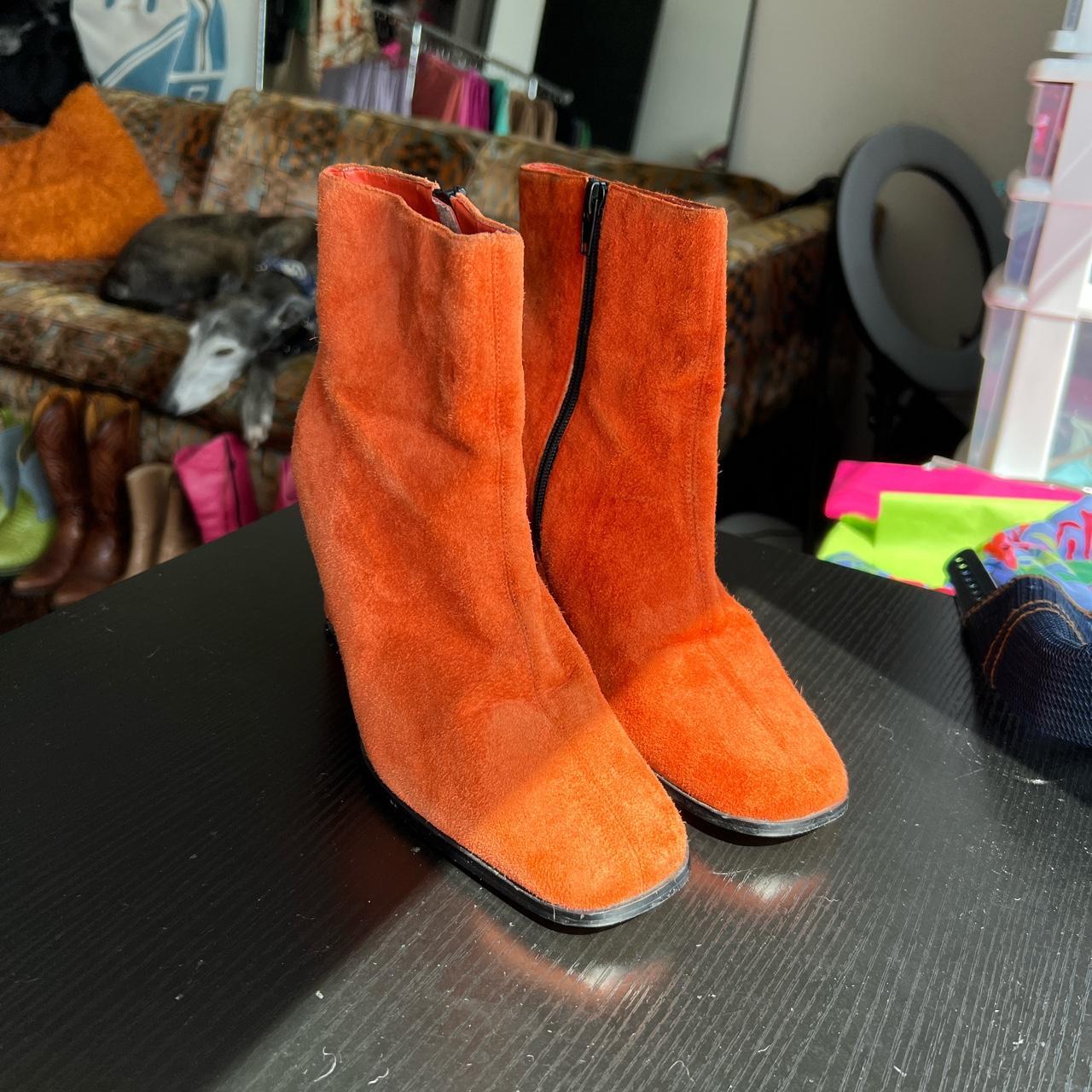Vintage orange suede booties. The absolute cutest... - Depop