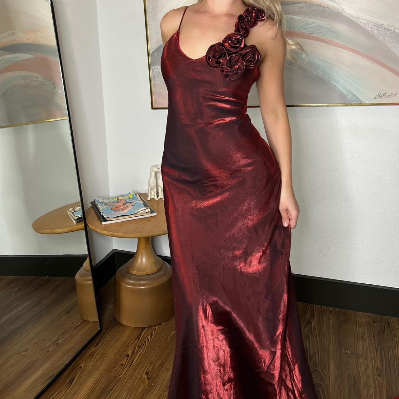 Vintage 1990’s deep red rose evening dress. Pictures... - Depop