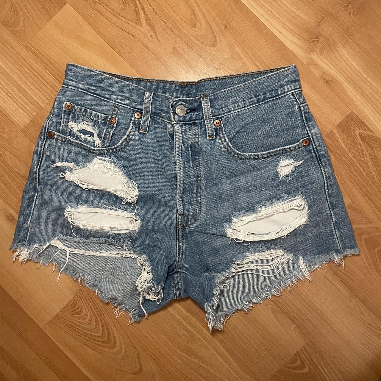 Levi’s Ripped Shorts 501 High Rise Distressed Cut... - Depop
