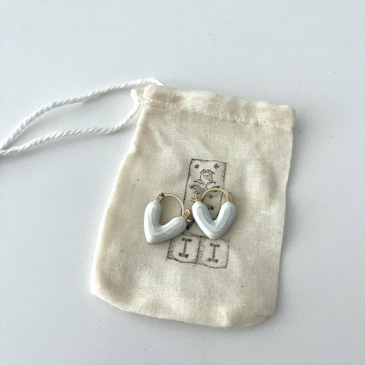 White and gold heart hoops Tarnish free - Depop