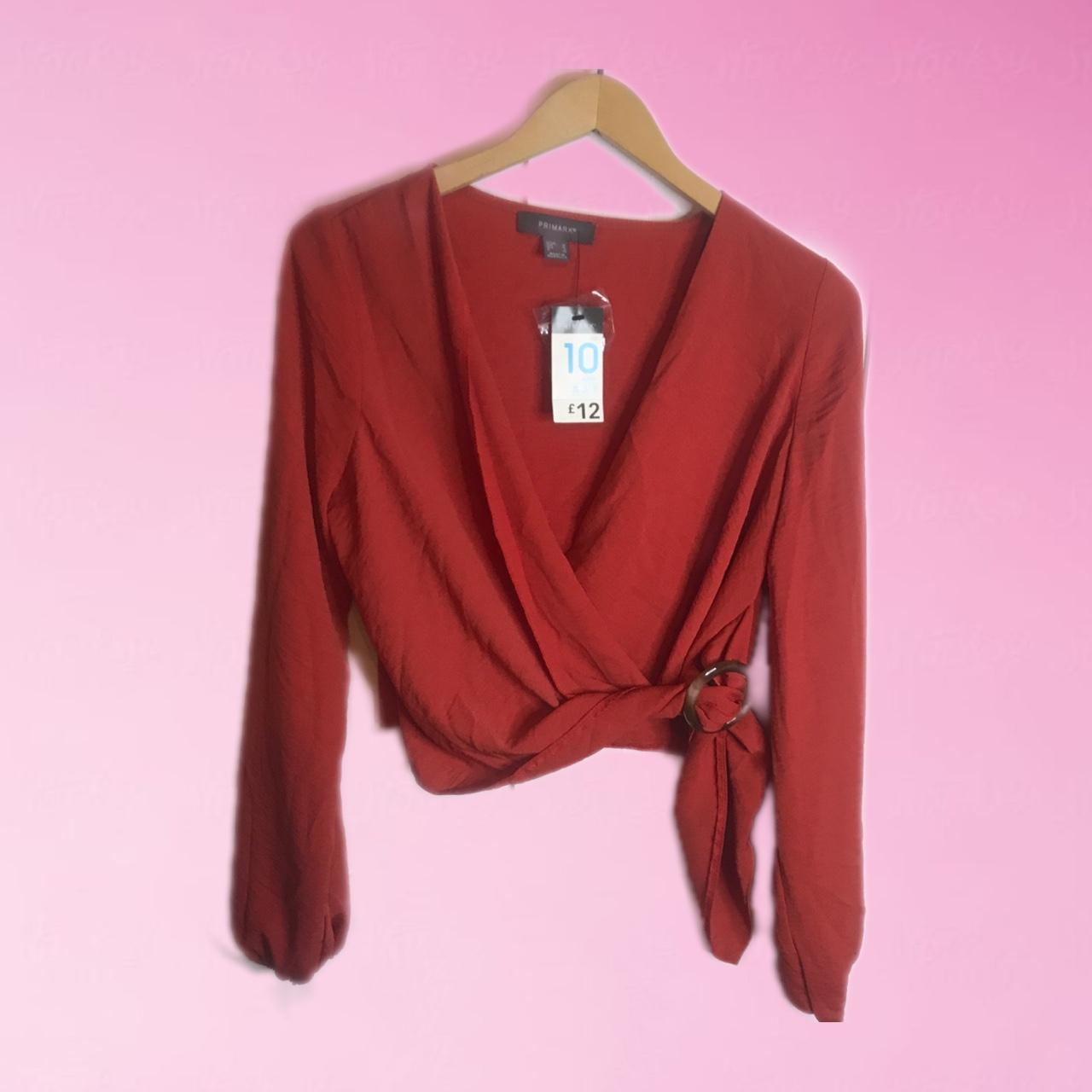 Copper v neck cross body wrap top Lovely terracotta... - Depop