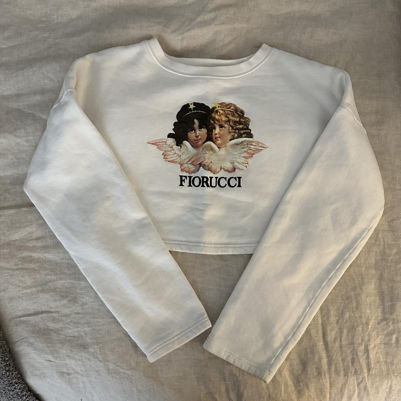 White super cropped Fiorucci sweatshirt - gotten a... - Depop