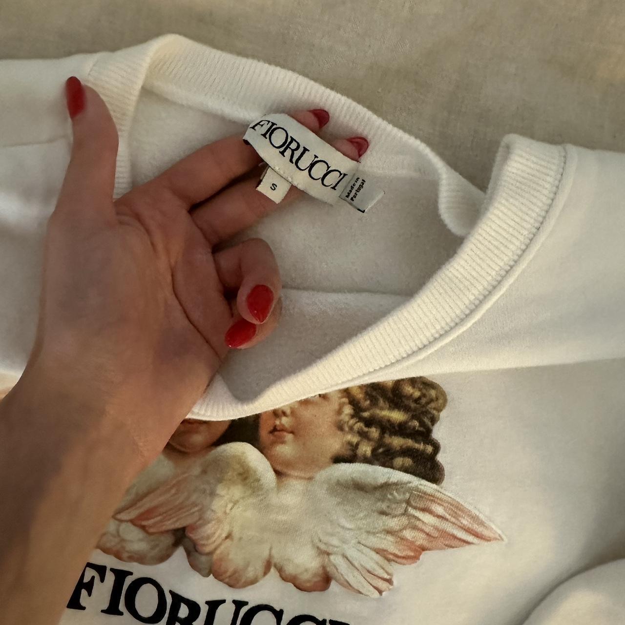 White super cropped Fiorucci sweatshirt - gotten a... - Depop