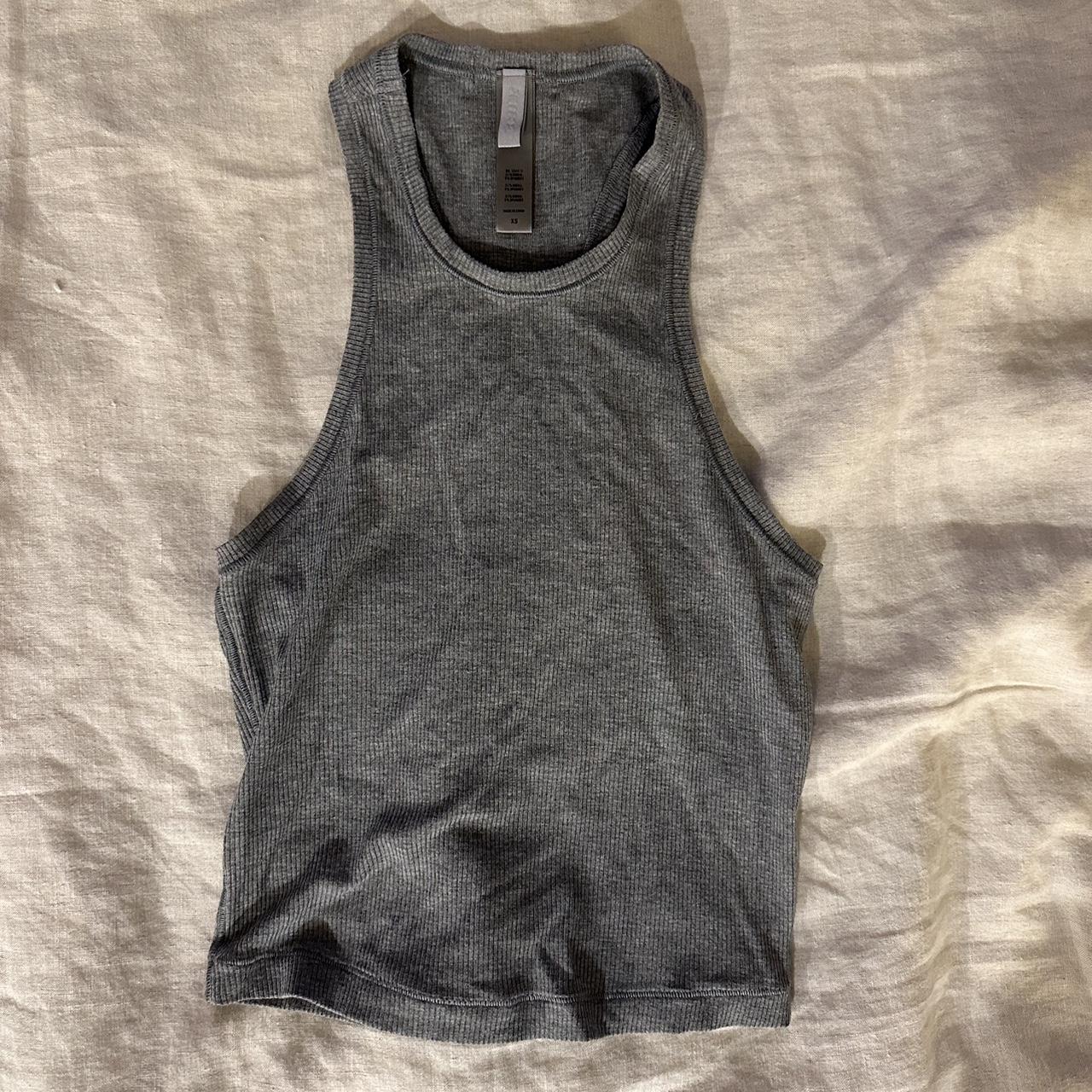 Skims grey soft lounge racerback ribbed tank - size... - Depop
