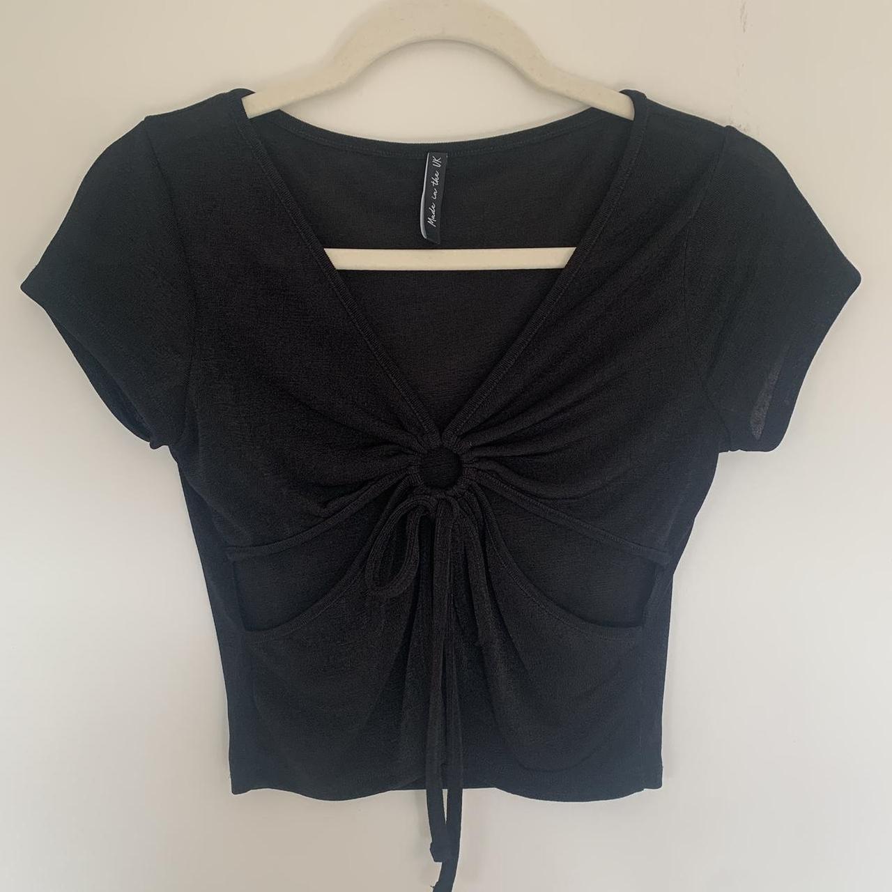 ASOS black butterfly crop top with cut outs in the... | Depop