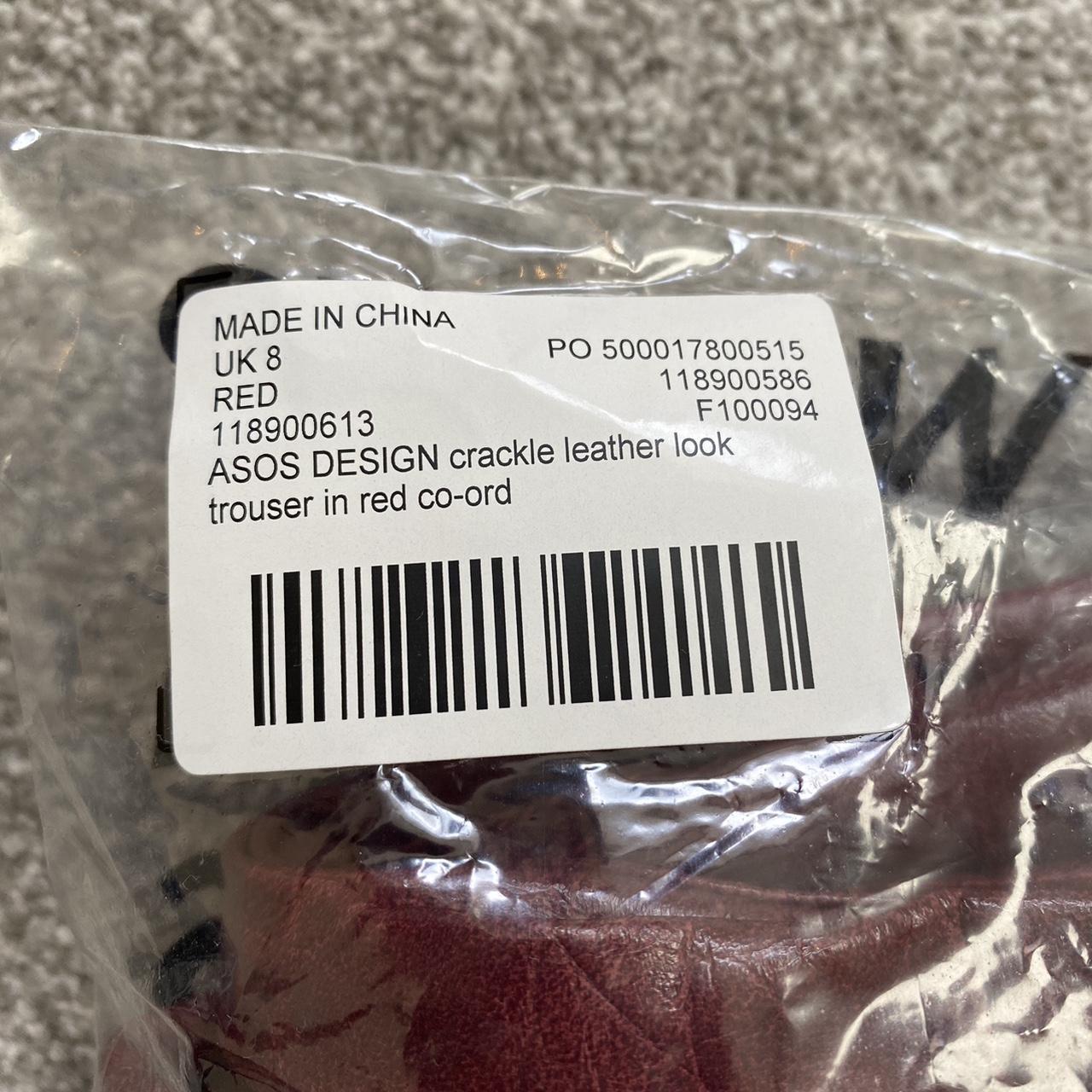 ASOS design crackle red leather look trouser Never... - Depop