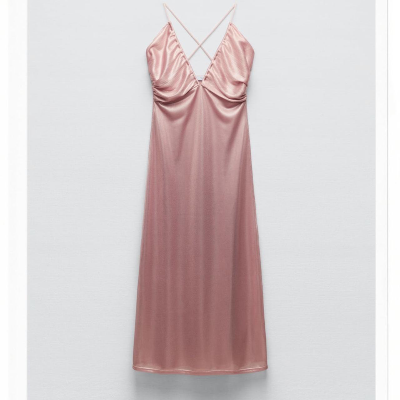 Zara pink metallic knit dress in size S - will fit... - Depop