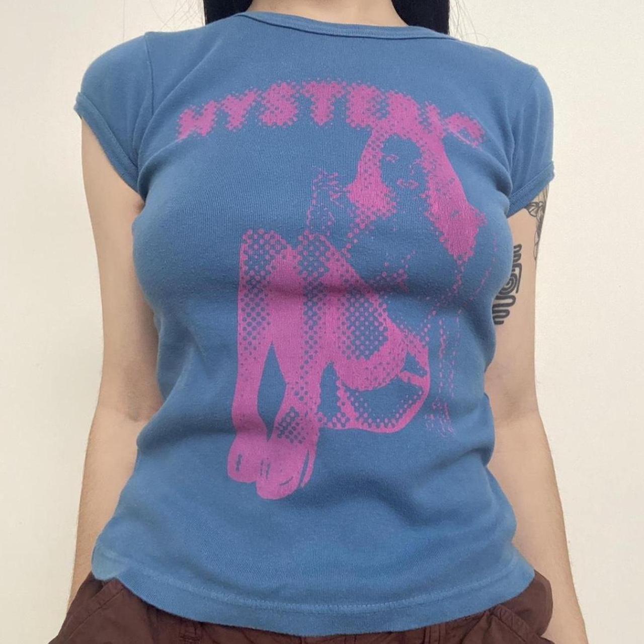 Hysteric Glamour Women's Blue and Pink Shirt | Depop