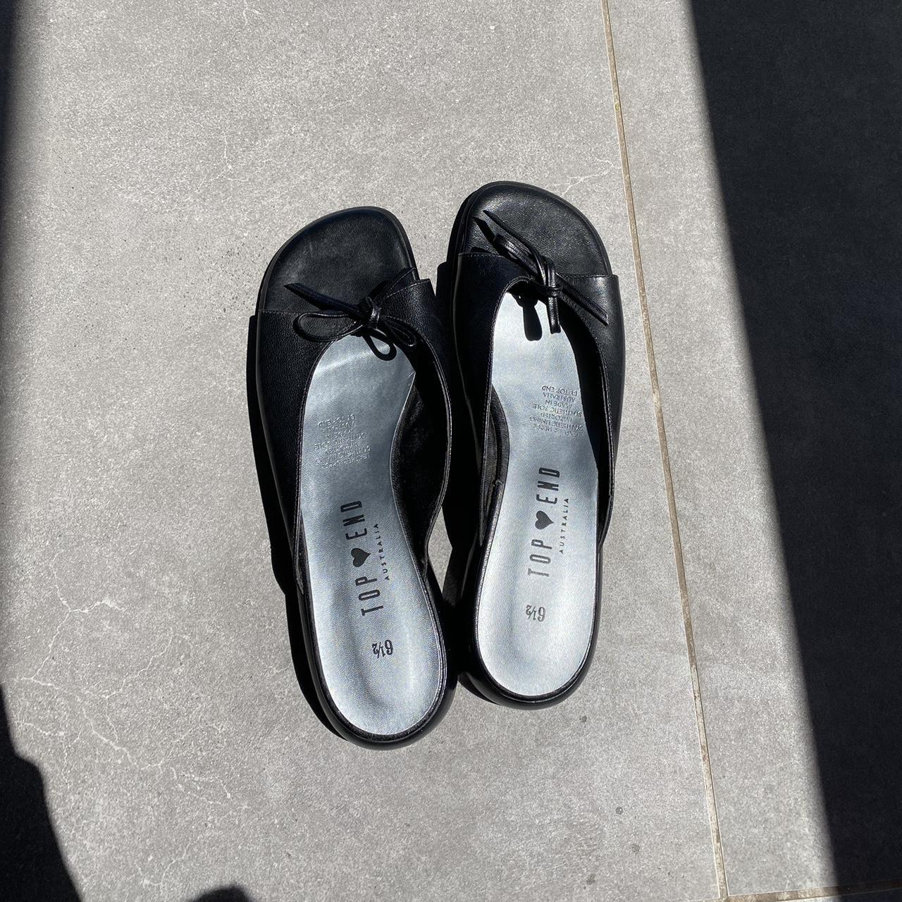 Top end leather slides Ballet style with open toe... - Depop