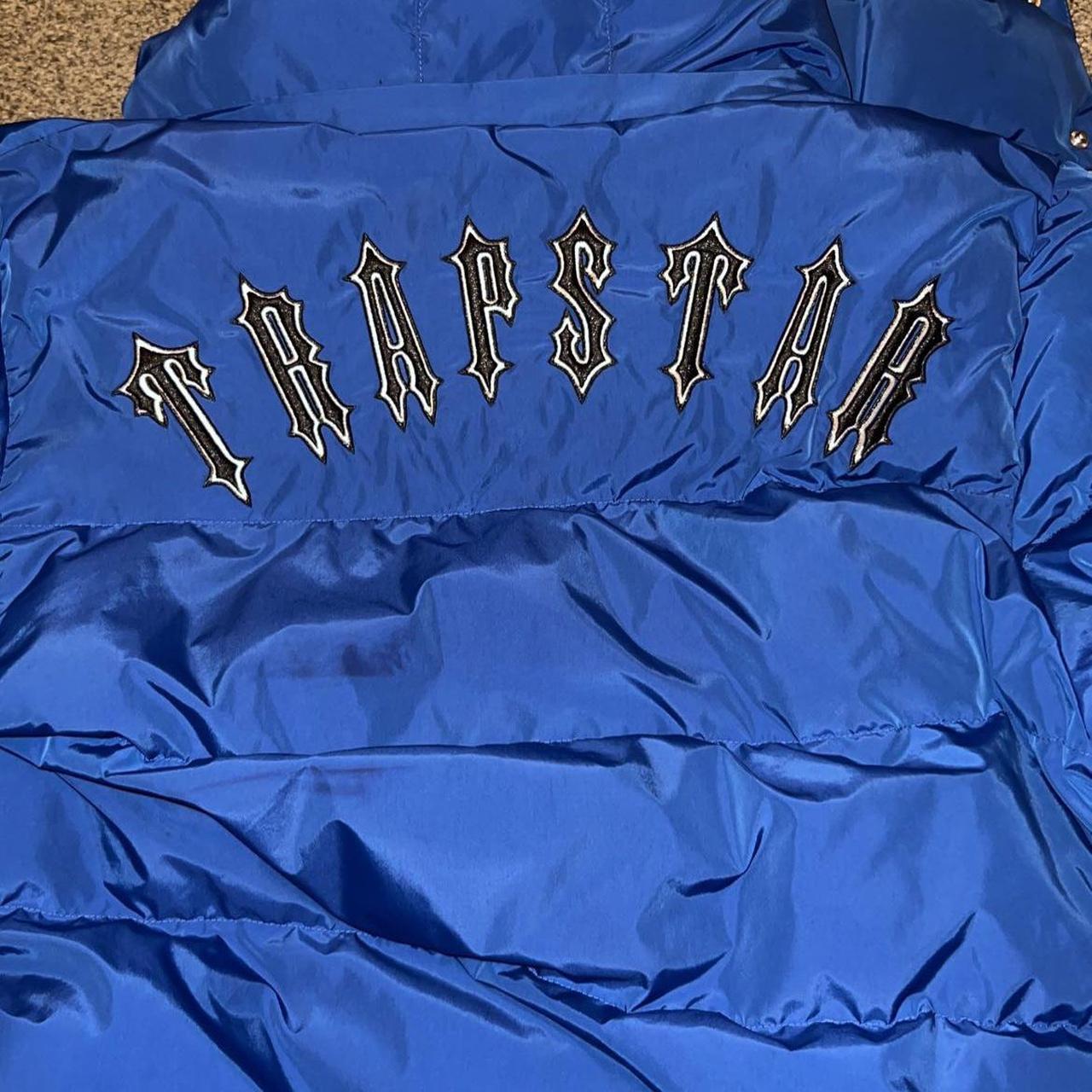 TRAPSTAR BLUE PUFFER JACKET SIZE MEDIUM (M) No rips... - Depop