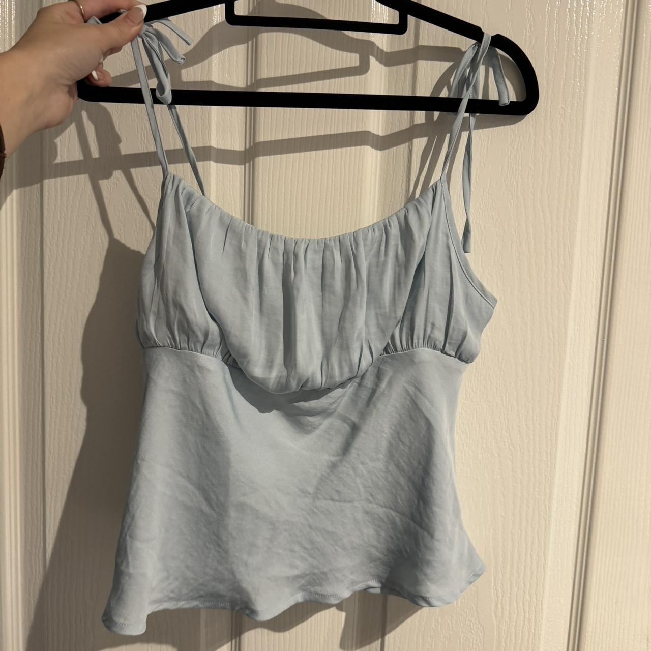 Glassons blue top with ties on shoulders size 10... - Depop