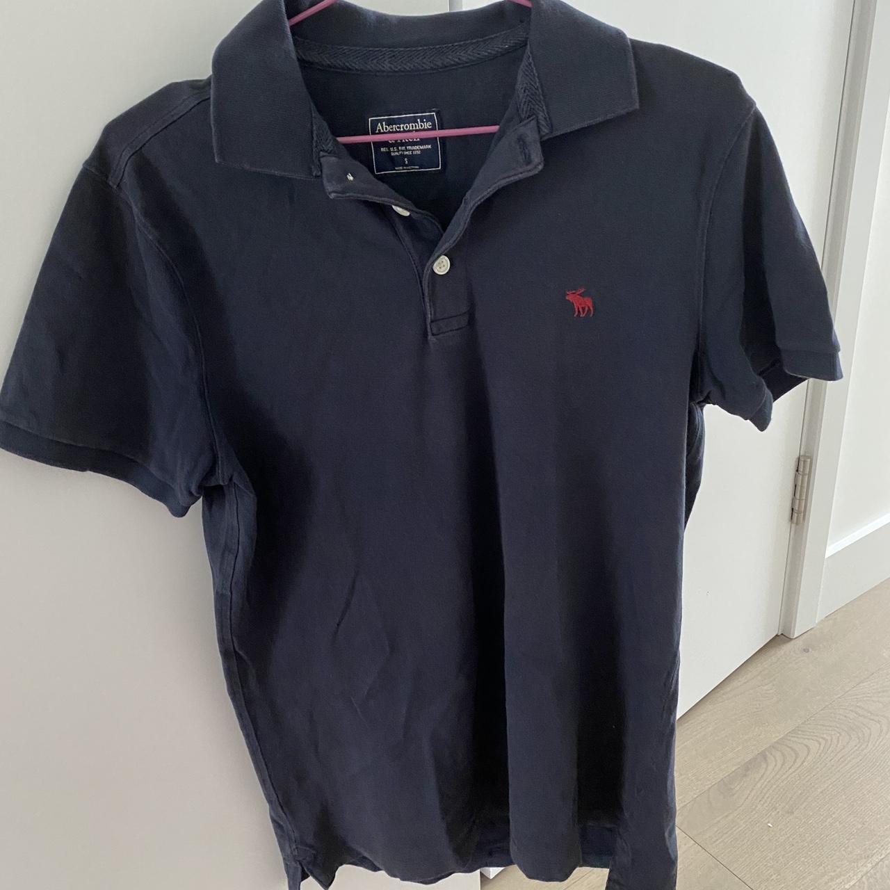 Abercrombie & Fitch navy polo shirt Size S In good... - Depop