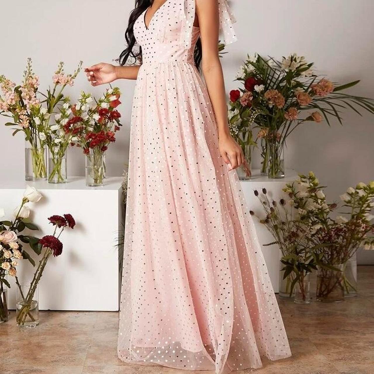 SHEIN Women's Pink and Grey Dress | Depop