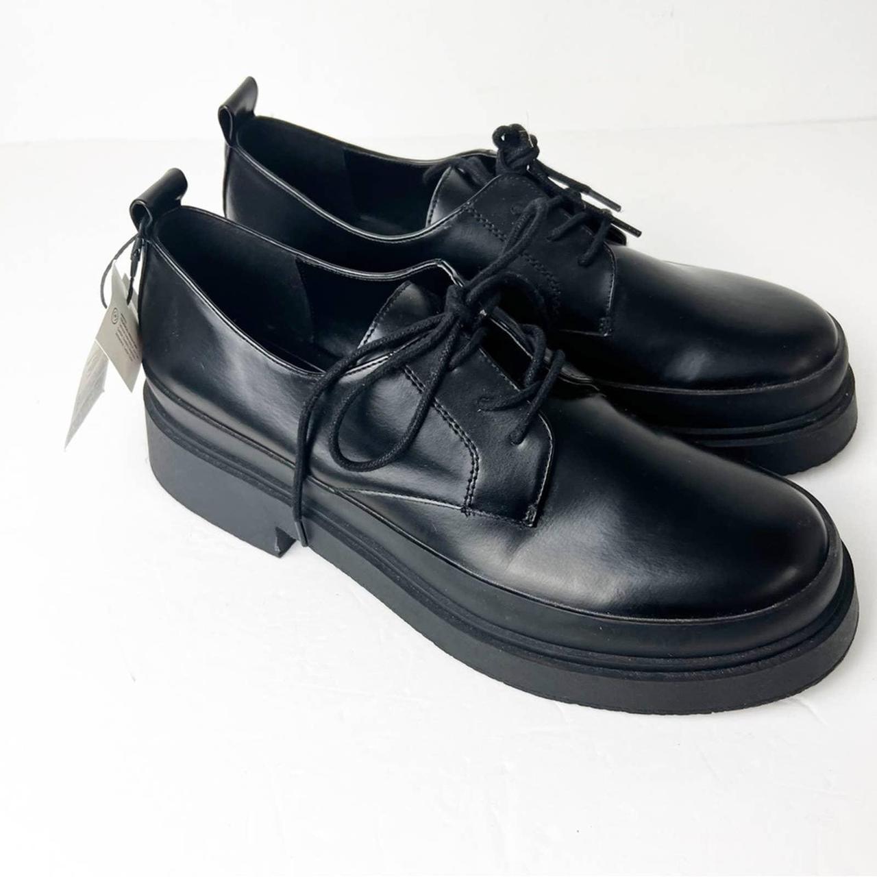SZ 11 Zara Black Platform Tie Up Oxford HSB47... - Depop