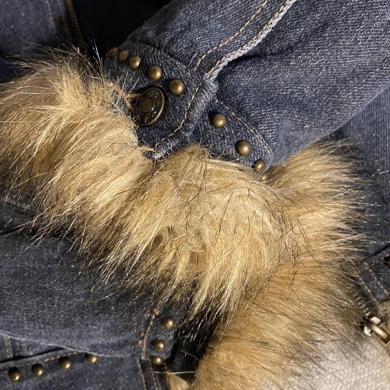 🖤beautiful vintage giacca jean jacket with fur🖤 y2k... - Depop