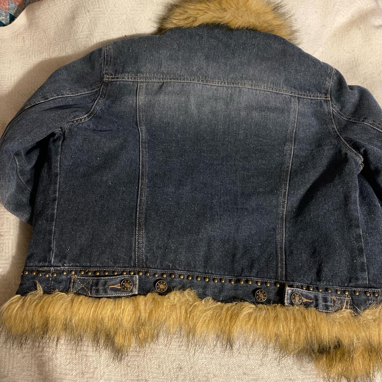 🖤beautiful vintage giacca jean jacket with fur🖤 y2k... - Depop