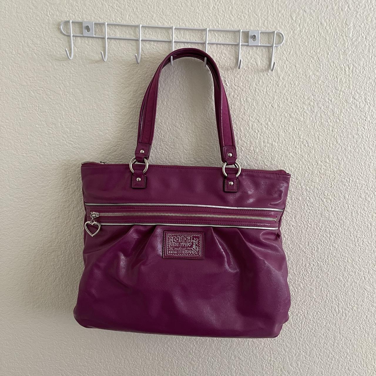 - coach purple bag with patent leather - leather... - Depop