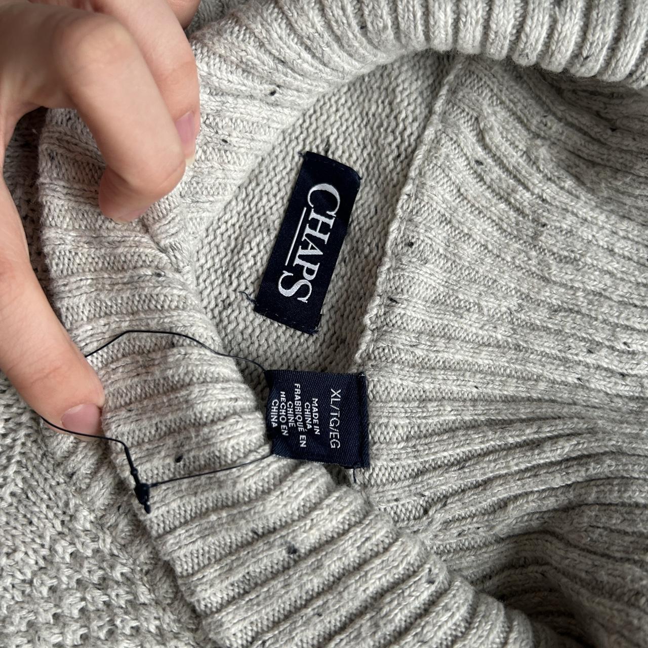 Chaps grey sweater with brown elbow pads. Size XL.... - Depop