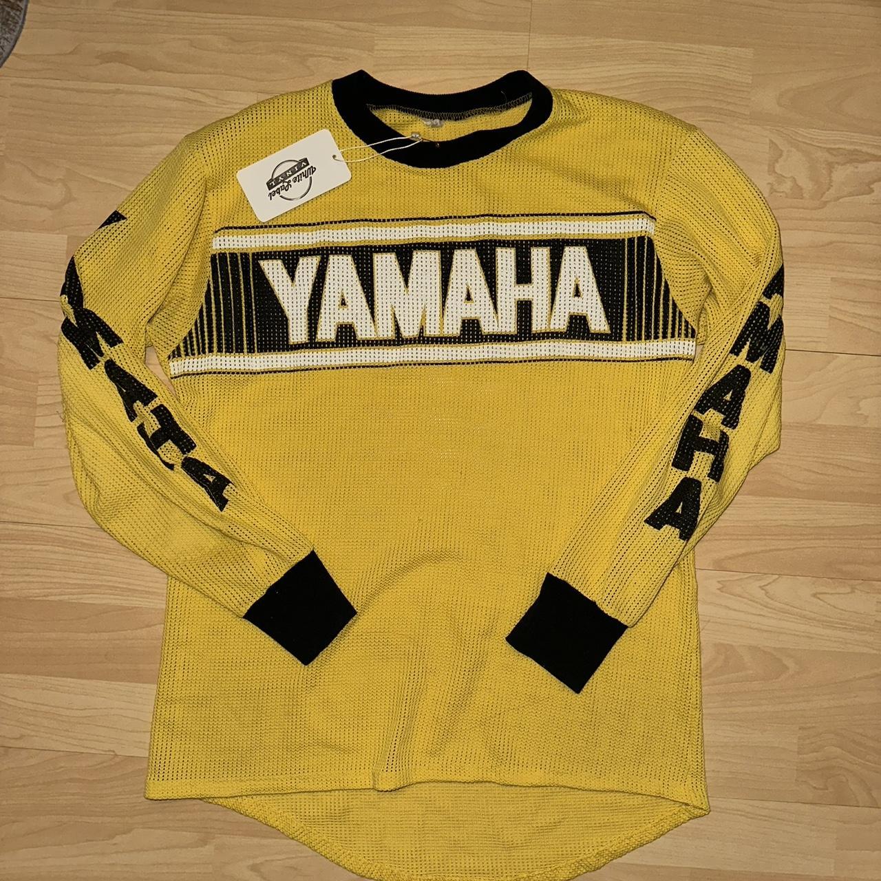 Vintage - collectors YAMAHA mesh yellow long sleeve... - Depop